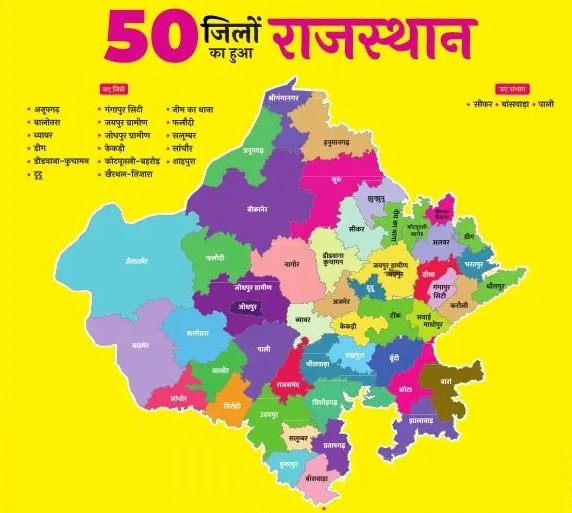 Formation of 19 new districts and 3 new divisions in Rajasthan ...