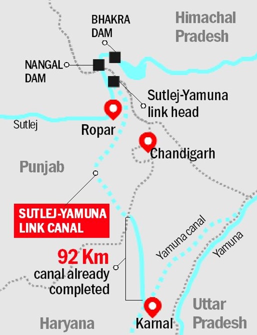 Sutlej-Yamuna Link Canal (SYL) dispute - Sanskriti IAS